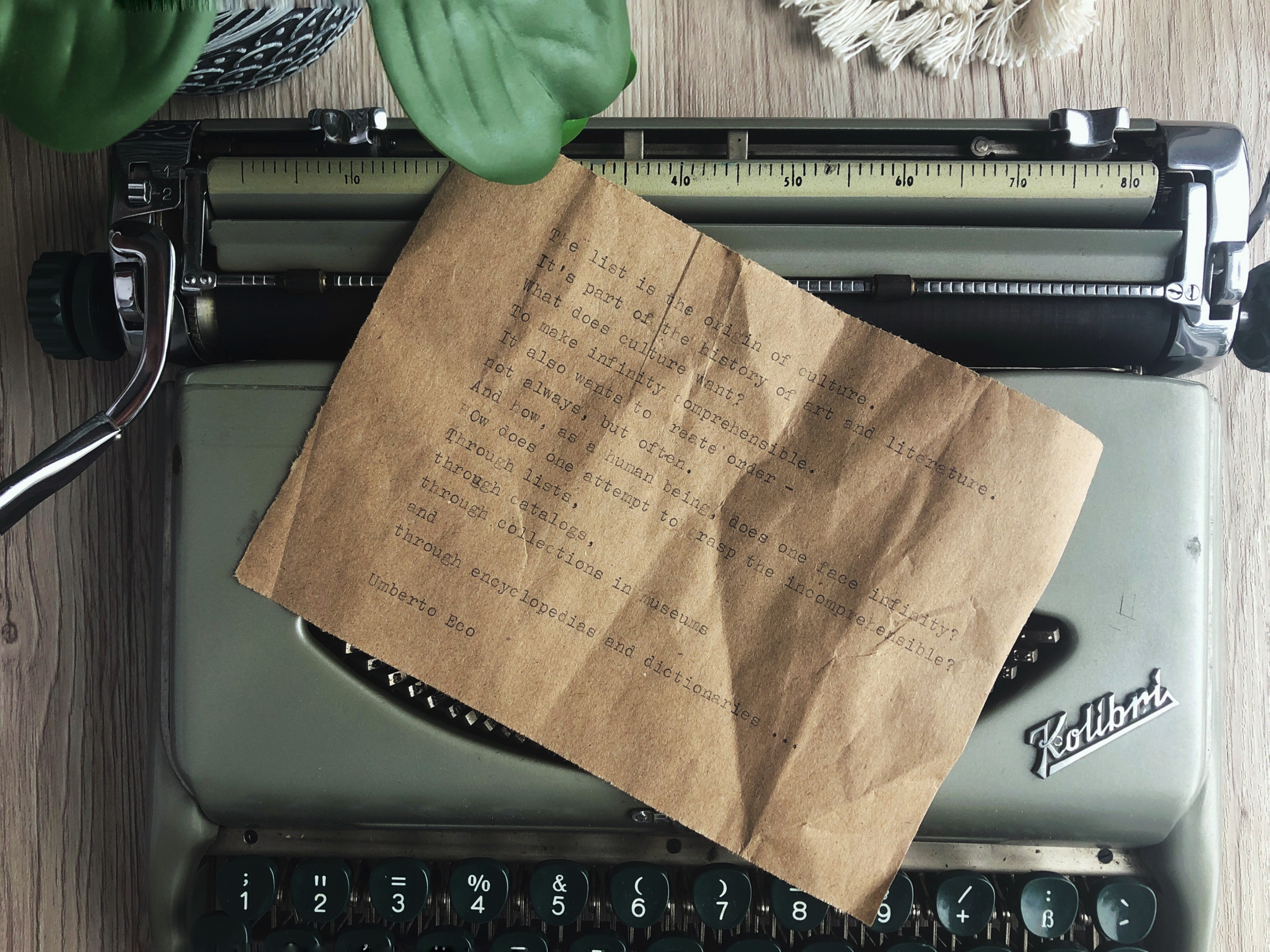 Typewritings 02: The List is the Origin of Culture - Andrea Hunter Studio